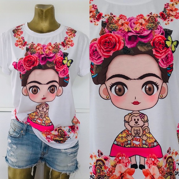 Tops | Nwot From Mexico To You Frida Kahlo Wearable Art Print Top Size ...